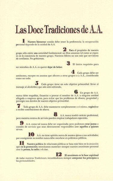 Las Doce Tradiciones (cartulina)